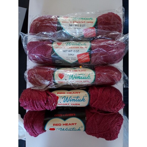 Red Heart | Art | Vintage Red Heart Wintuk Sport Yarn 442 Cranberry Lot ...